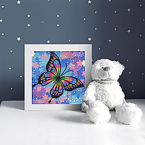 Nzhidey Butterfly Diamond Art Kits for Kids-Butterflies Diamond Art Painting Kits for Kids with Frame,Butterfly Diamond Art for Kids with Beautiful Package for Gift (6x6 inch)