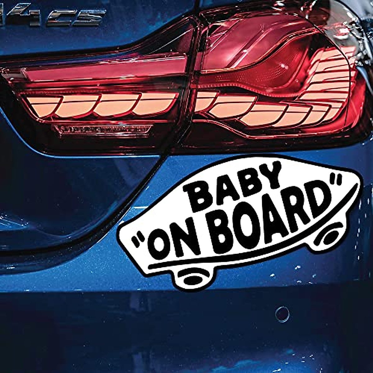 EPIC Goods Baby On Board Magnet for Cars, Trucks, Vans [2-Pack] Safety Sign Decal for Kids, Heavy-Duty Magnetic Bumper Sticker - Skateboarding, BMX, Baby Shower Registry Gift (Black/White - Magnets)