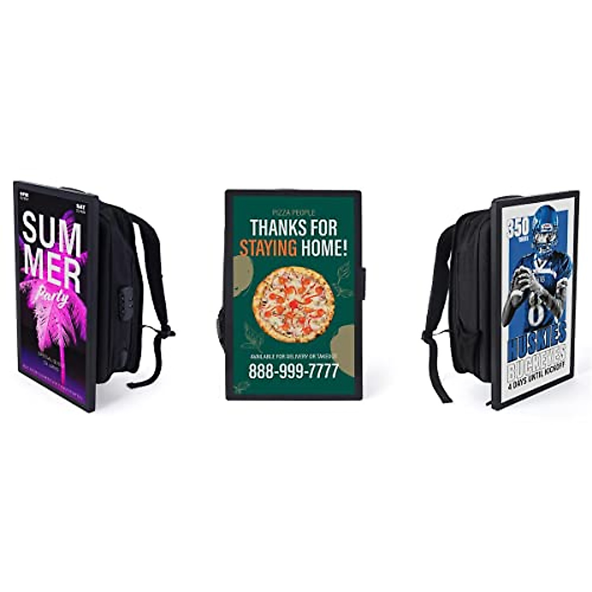 Displays2go Walking Digital Billboard, 21.5" LCD Screen, 7.1 Android OS, Rechargeable - Black (SMBDS21)