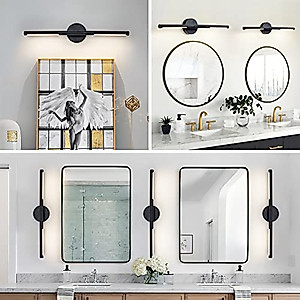 LINSEEDS Matte Black Bathroom Light Fixtures Over Mirror, 23.6 Inch 360° Rotatable Led Vanity Light Bar, Sconces Wall Lighting, 4000K Led Bathroom Lights, Modern Bathroom Vanity Lights Above Mirror