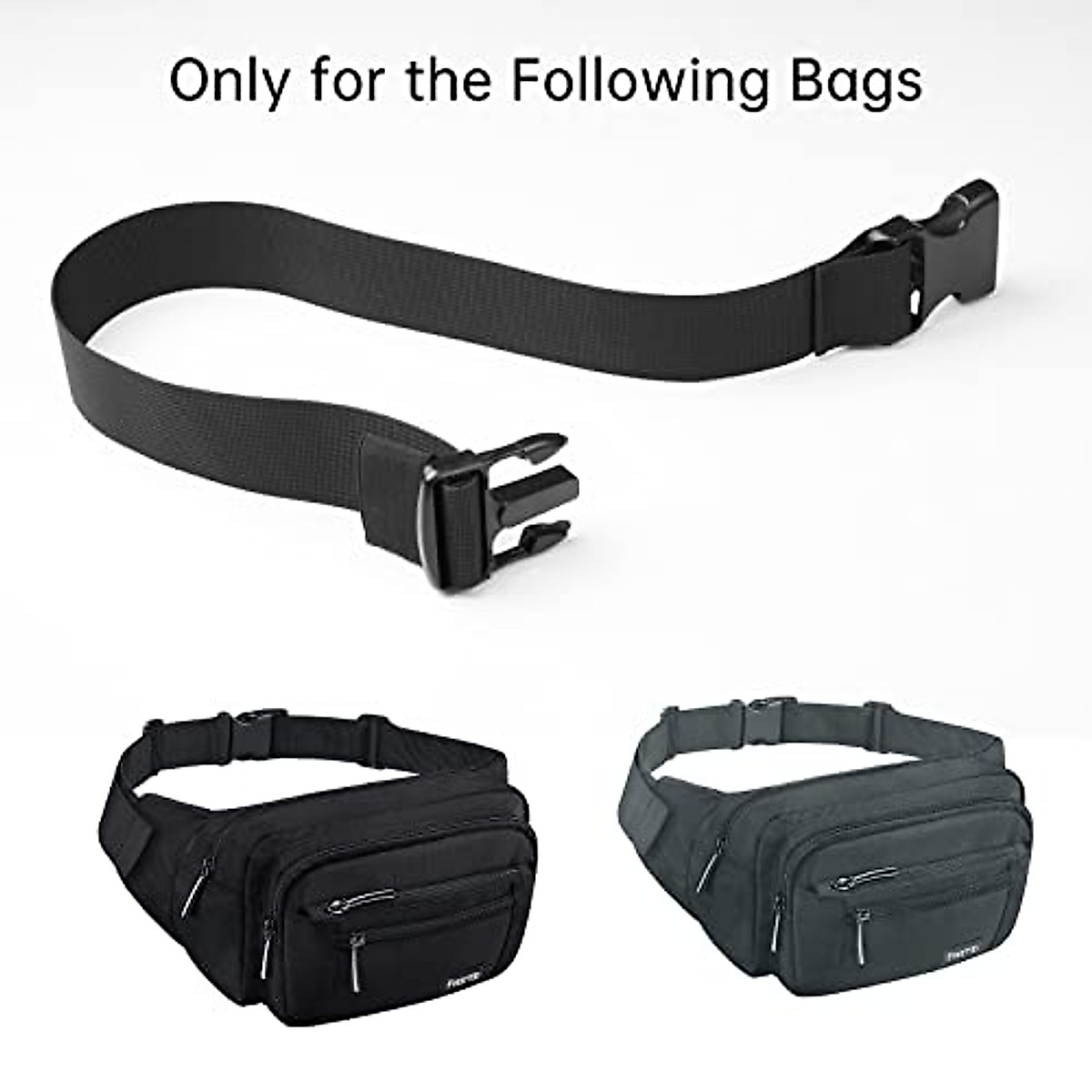 FREETOO Fanny Pack Extender Belt Adjustable Strap with Length 19.7 Inches Extension, Only for freetoo Black Waist Bag Gray-green Waist Pack