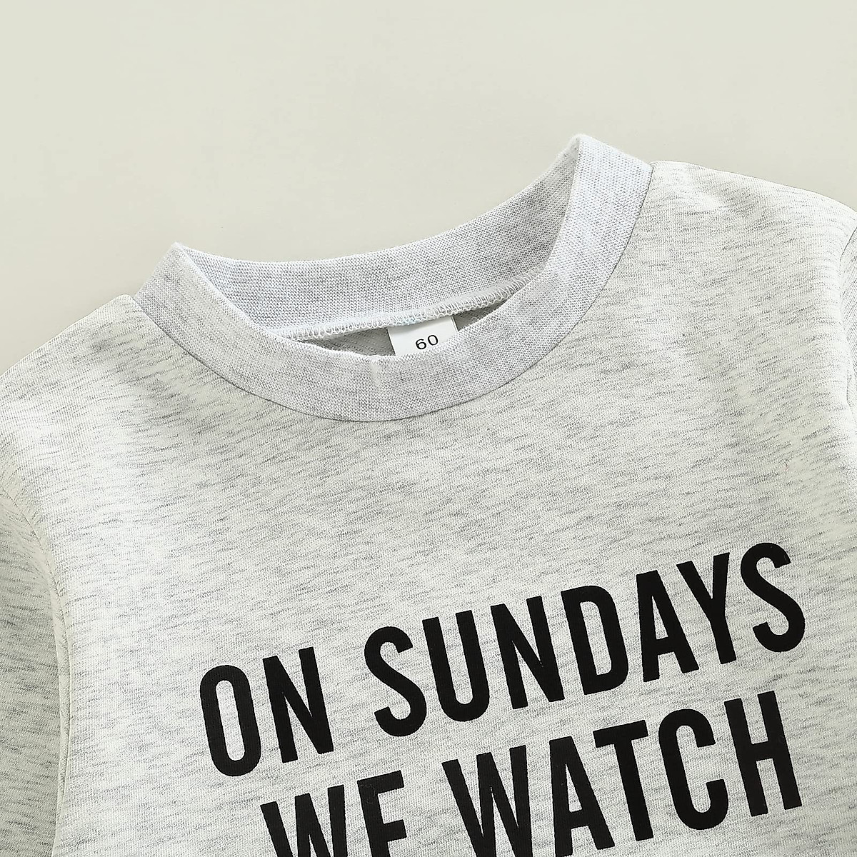 Honganda Newborn Infant Baby Boy Girl On Sundays We Watch Football with Daddy Bodysuit Funny Romper Sweatshirt (Gray, 0-3 Months)