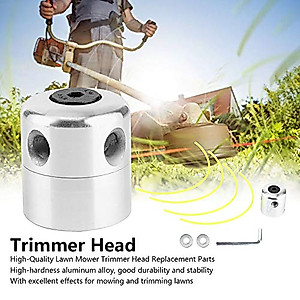 Yasashi Universal Alloy Line Trimmer Head, 2Pcs/Set Garden Lawn Mover Aluminum Alloy Trimmer Head with Lines Set Replacement Parts