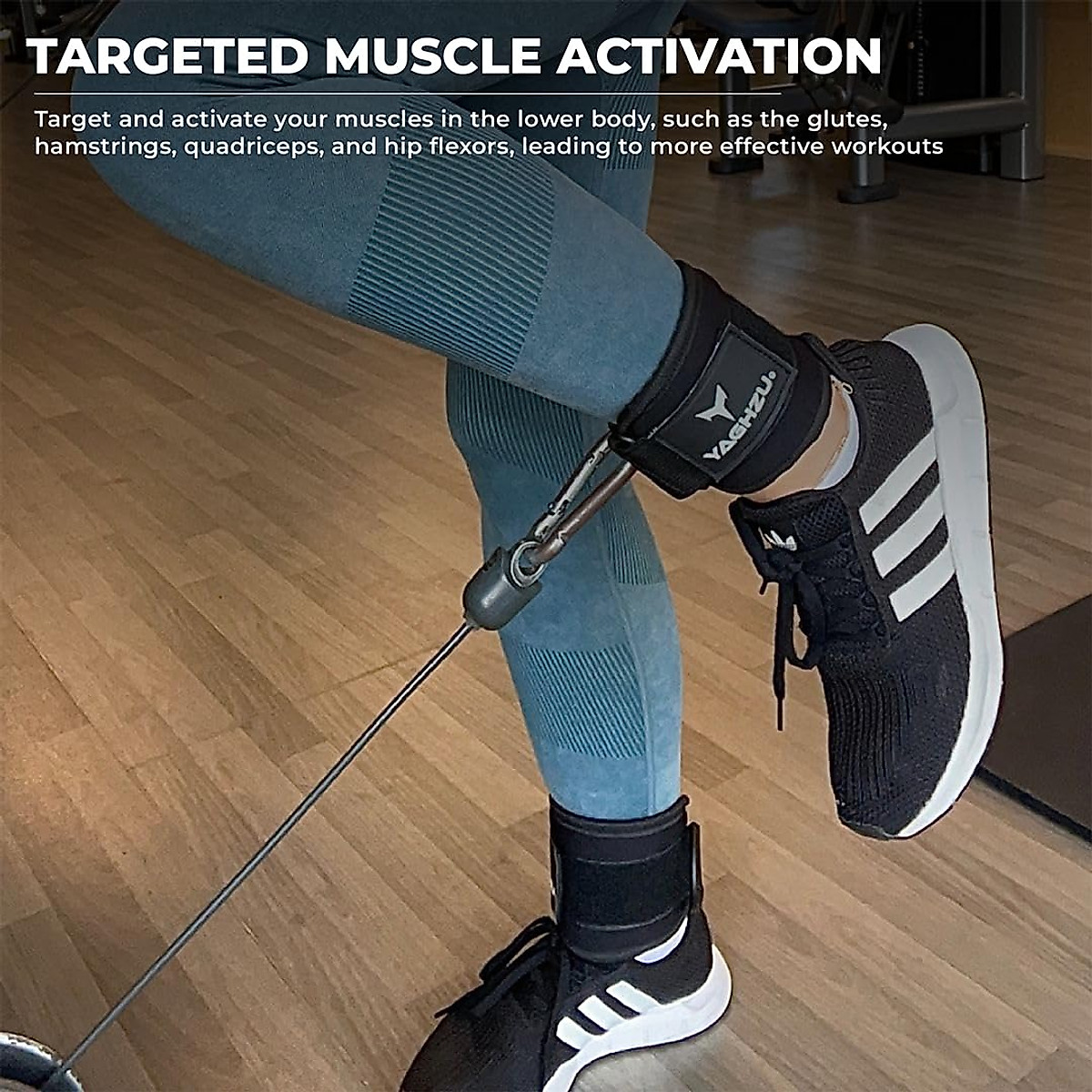 YAGHZU Ankle Straps for Cable Machines Women - Adjustable Gym Ankle Strap for Cable Machine, Neoprene Padded Cable Straps, Durable Leg Strap with Cable Cuff, Glute Kickback Ankle Strap with D Rings