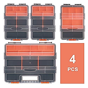 CASOMAN Hardware & Parts Organizers, 4 Piece Set Toolbox, Compartment Small Parts Organizer, Versatile and Durable Storage Tool Box