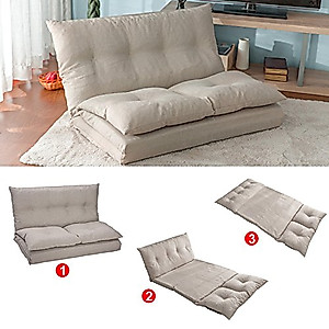 Harper & Bright Designs Floor Sofa Adjustable Lazy Sofa Bed, Foldable Mattress Futon Couch Bed, Beige