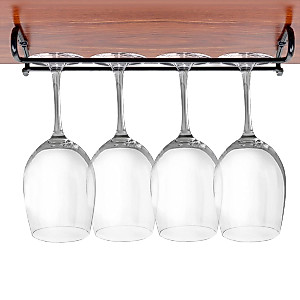 GeLive 10 Inch Set of 2 Under Cabinet Wine Glass Rack Stemware Holder Glass Storage Hanger Organizer for Kitchen and Bar (Black)