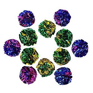 CHIWAVA 45PCS 1.6'' Mylar Balls Cat Toy Shiny Crinkle Ball Kitten Crackle Lightweight Play Assorted Color