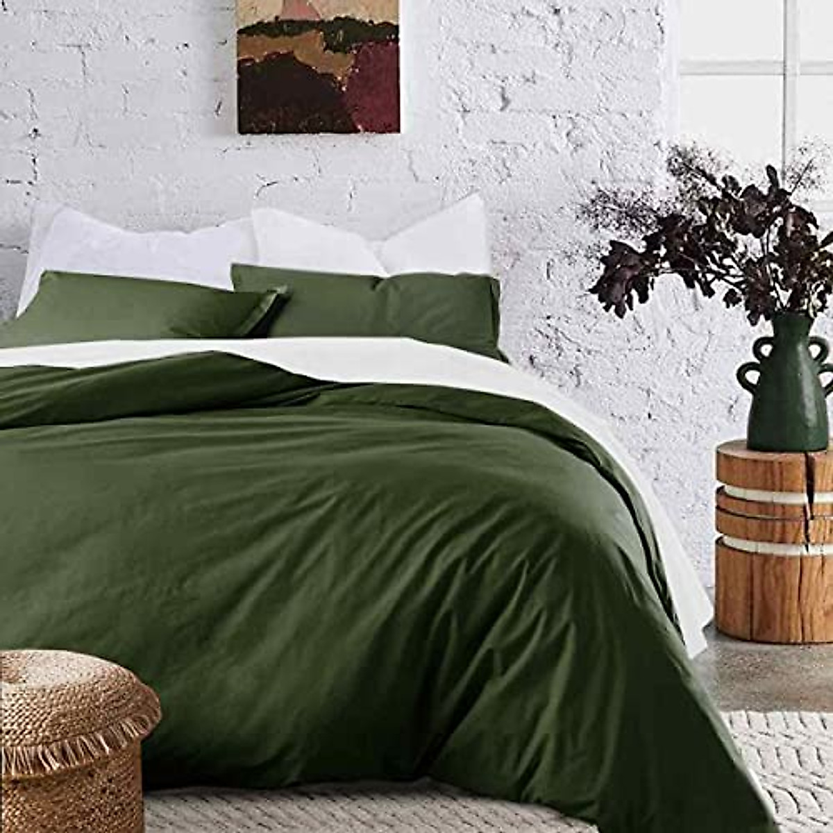 California King Comforter, 3pc Aesthetic Modern Bedding Set Cal King Size, All Season Lightweight Cali King Microfiber Down Alternative Comforter with 2 Pillow Shams for Women Men, Dark Olive Green