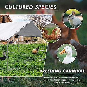 BOSSIN Bold Chicken Coop Run Large Metal Chicken Pen Outdoor, Poultry Cage Spire Shape, Heavy Duty Walkin for Yard with Waterproof and Anti-UV Cover, for Rabbits Habitat