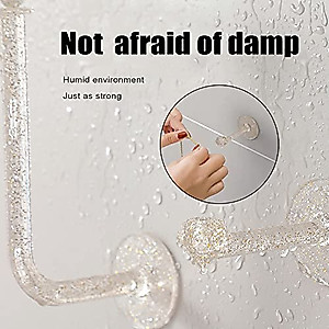 4 PACK Adhesive Scrunchie Holder Hair Accessories Clear Glitter Waterproof Organizer Wall Hooks Stick Scrunchies Holder Scrunchy Storage Stick Display Stand Wall Hook for Women Girl Headband Bracelet Necklace