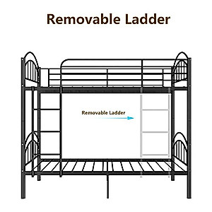 mecor Twin Over Twin Bunk Bed, Convertible Into 2 Individual Metal Twin Bed Frame for Boys, Girls, Kids, Teens - Removable Ladder & Safety Guard Rail - Black