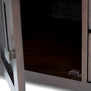 SIMPLIHOME Cosmopolitan SOLID WOOD Universal TV Media Stand, 72 inch Wide, Contemporary, Living Room Entertainment Center with Storage, for Flat Screen TVs up to 80 inches in Mahogany Brown