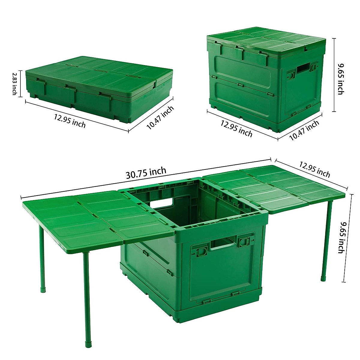 MOLOY ZOVM Folding Storage Box Collapsible Lidded Home Storage Bins Folding Table Camping Storage Box Multi Function Box Car Organizer Picnic (Green)