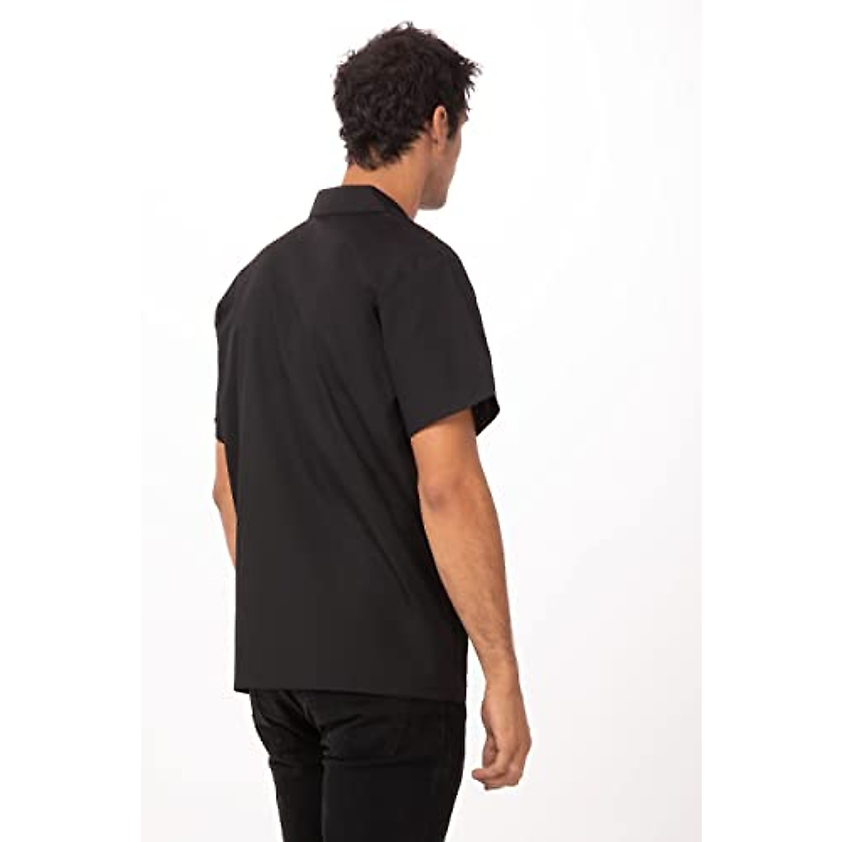 Chef Works Men's Utility Cook Shirt, Black, Large