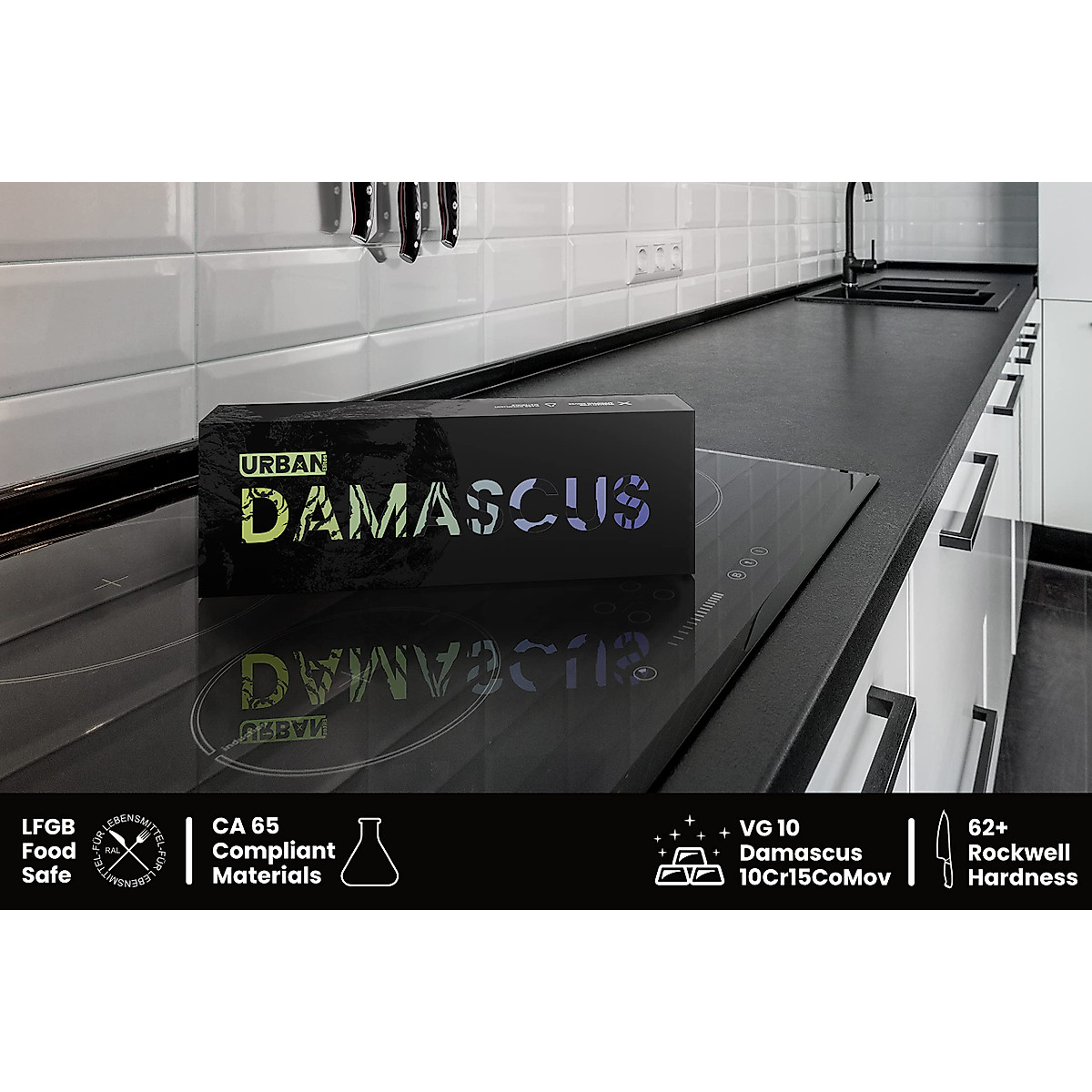 UrbanXElites Damascus Knife Chef Knife set - 4 Real Damascus Professional knife sets for chefs with Japanese knife VG10 Steel, Professional damascus knife set | Full Tang G10 Handle | Gift Box