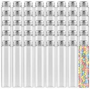 PINGEUI 40 Pack 140 x 30mm Plastic Test Tubes with Screw Caps, 110ml Test Tubes Clear Plastic Test Tubes for Bath Salt, Candy Containers for Parties, Wedding, Christmas, and Halloween