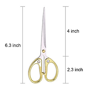 6.3" Stainless Steel Office Scissors,Ultra Sharp Blade Shears,Sturdy Sharp Scissors for Office Home School Sewing Fabric Craft Multipurpose Scissors