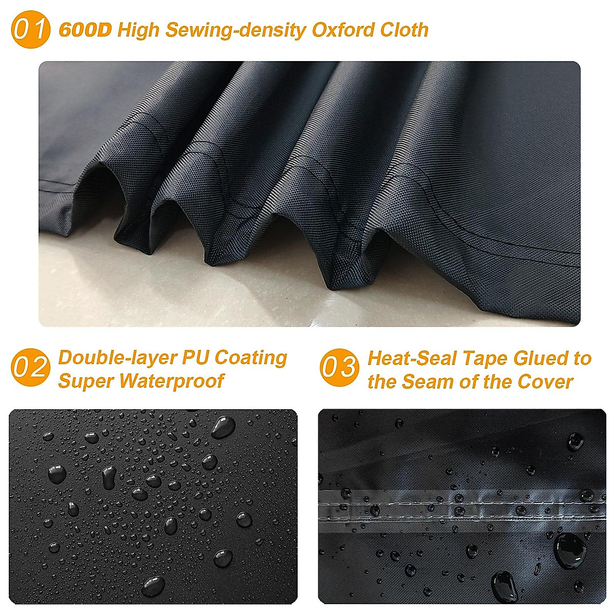 Kipiea 600D Patio Furniture Covers Waterproof Winter, Outdoor Furniture Set Covers for Table Chairs, Heavy-Duty Outdoor Sofa Covers with Anti UV and No Tears, No Fading (98" L x 98" W x 28" H)