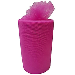 Lauthen.S Tulle Fabric Roll,6" x 100 Yards(300 Feet) Decorative Tulle Spool for Tutu Skirt Sewing Crafting Fabric Hair Bow Making Wedding Baby Shower Party Supplies(Hot Pink)