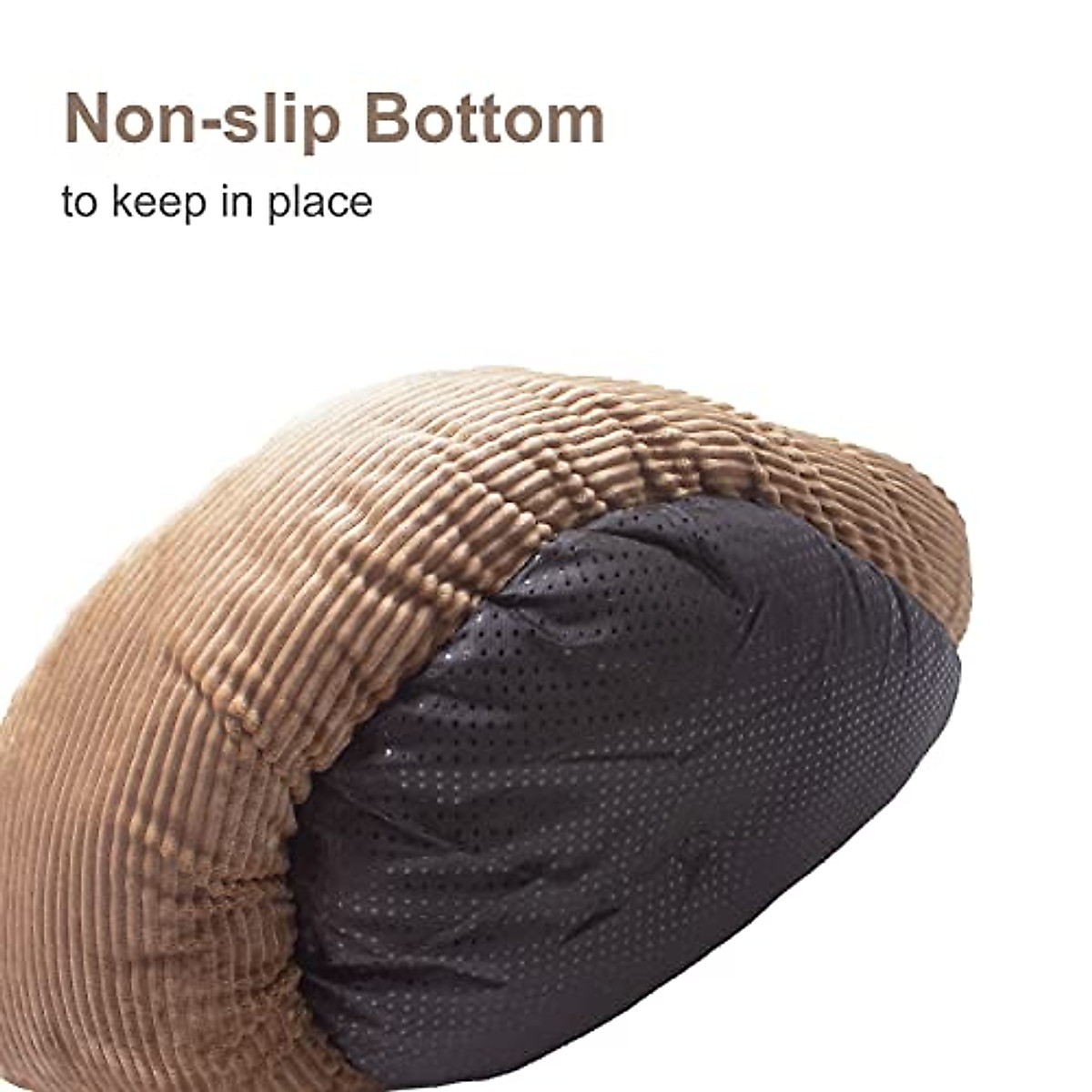 Bellwe Cat Bed, Dog Bed for Small Dogs Plush Round Puppy Bed Non-Slip Bottom Machine Washable Cushion Oval Shape 20/24inch