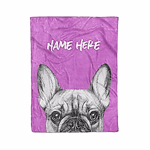 Personalized French Bulldog Fleece Throw Blanket Gifts - Warm Lightweight Extra Large Medium Small Size Frenchie Bull Dog Blankets for Men Women