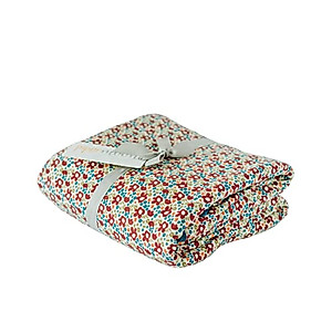 Soft Oversized Throw Blanket - Super Cozy Adult Size Large Swaddle Blankets for Bed, Sofa, Couch - Lightweight Jersey Knit Comfort Throws 57x72 Inch Long (Blue Red Ditsy Floral)