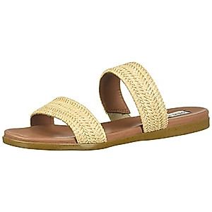 Steve Madden Women's Dual Flat Sandal, Natural Raffia, 9