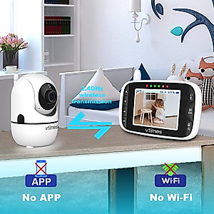 VTimes Video Baby Monitor with Camera and Audio, 3.2" Color LCD Scree, Remote Pan-Tilt-Zoom, Baby Monitor Camera, Infrared Night Vision, Temperature Display, Lullaby, Two Way Audio and VOX Mode