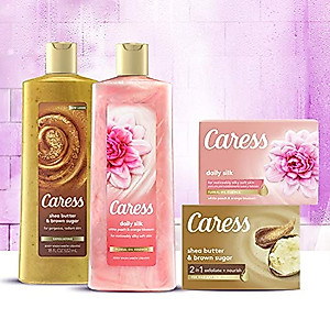 Caress Hydrating Body Wash For Noticeably Silky Soft Skin Daily Silk Extract & Floral Oil Essence 18 oz, Pack of 6, pink