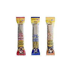 Ultra Chewy Double Treat Bones, Dog Treats, Made in The USA, Healthy Treats, Easy to Digest, Promotes Dental Health, Assorted Flavors (1 Pack/9 Bones Per Pack)