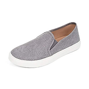 FUNKYMONKEY Women's Slip On Sneakers Preforated Comfortable Walking Casual Shoes (10 M US, Dk Grey)