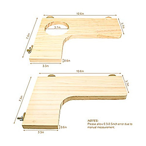 2 Pieces Hamster Wooden Platform Set, L-Shaped Pedal Wooden Platform & L-Shaped Round Hole Wooden Platform with 8 Piece Sepak Takraw Chew Toys, Gerbil Chinchilla Guinea Pigs Parrot Stand Perch (H01)