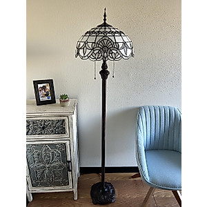 enjoy decor lamps Tiffany Floor Lamp White Stained Glass Baroque Style Lavender LED Bulbs Included for Living Room Dining Room Bedroom 16" D*16" W*64" H
