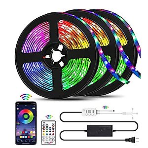 QZYL Led Lights for Bedroom,49.2 Feet Led Strip Lights,Music Sync Color Changing Flexible Rope Lights with Remote App Control Luces Led Strips Lights for Party Home Decoration