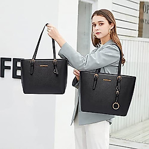 Montana West Tote Handbags for Women Vegan Leather Shoulder Bag Large and Medium 2PCS Purses Set B2B-MWC2-G030BK