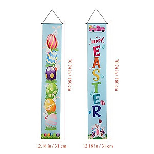 TOYMYTOY Easter Front Door Decal Happy Easter Sign 1 Pair Party Porch Banner Decors Hanging Banners Party Layout Couplets Happy Easter Garland Easter Party Supplies
