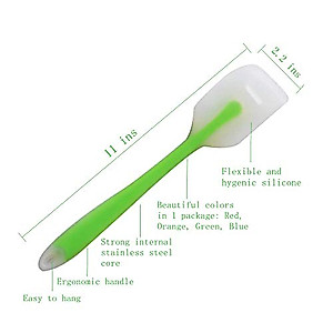 HiramWare Silicone Spatula Set of 4 - Heat Resistant Flexible Spatula 450F with Stainless Steel Core - Food Grade Premium Good Grip Kitchen Utensils - Seamless, Heavy Duty, BPA Free, Dishwasher Safe