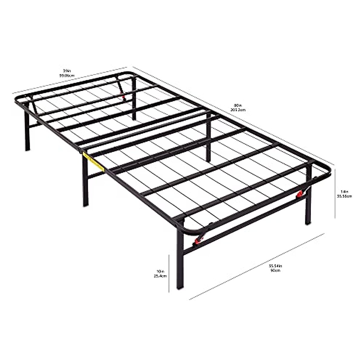 Amazon Basics Foldable Metal Platform Bed Frame with Tool Free Setup, 14 Inches High, Twin XL, Black