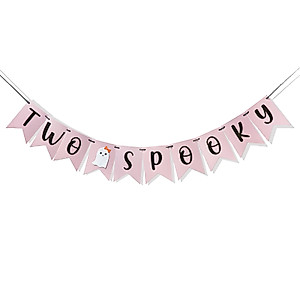 Two Spooky Birthday Garland - Halloween 2nd Birthday Banner, Pink Ghost Decor, Halloween Girl Birthday Banner, Two Spooky Party Supplies, Halloween Party Decorations