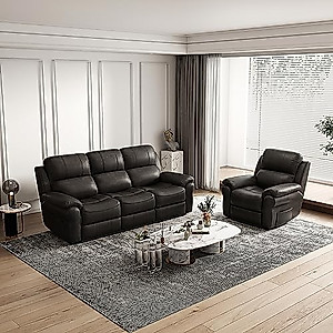 HBRR Large Power Chair with Magazine Bag, USB Ports & Button, Upholstered Seat, Heavy Duty Electric Single Recliner Sofa for Home Theater Living Room Office, Espresso