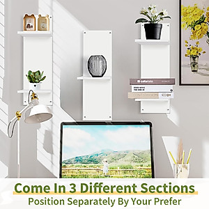 Defined Deco 5 Tier Wall Shelves White-Vertical Column Shelf Floating Storage Home Display-Lack Wall Shelf Unit,Organizer Tall Tower Design Utility Shelving for Home, Bedroom,Living Room,Office Decor