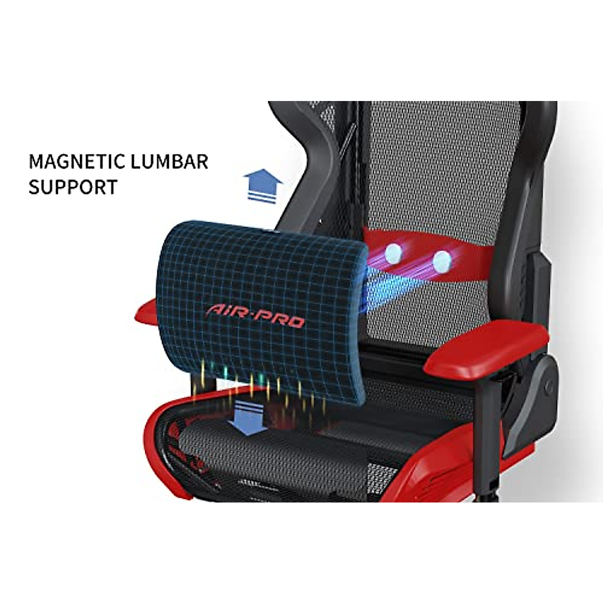 DXRacer Air Gaming Chair, Ultra-Breathable Mesh, 4D Armrests, Memory Foam Headrest, Magnetic Lumbar Support, Modular Design, Standard, Black and Red (Pro)