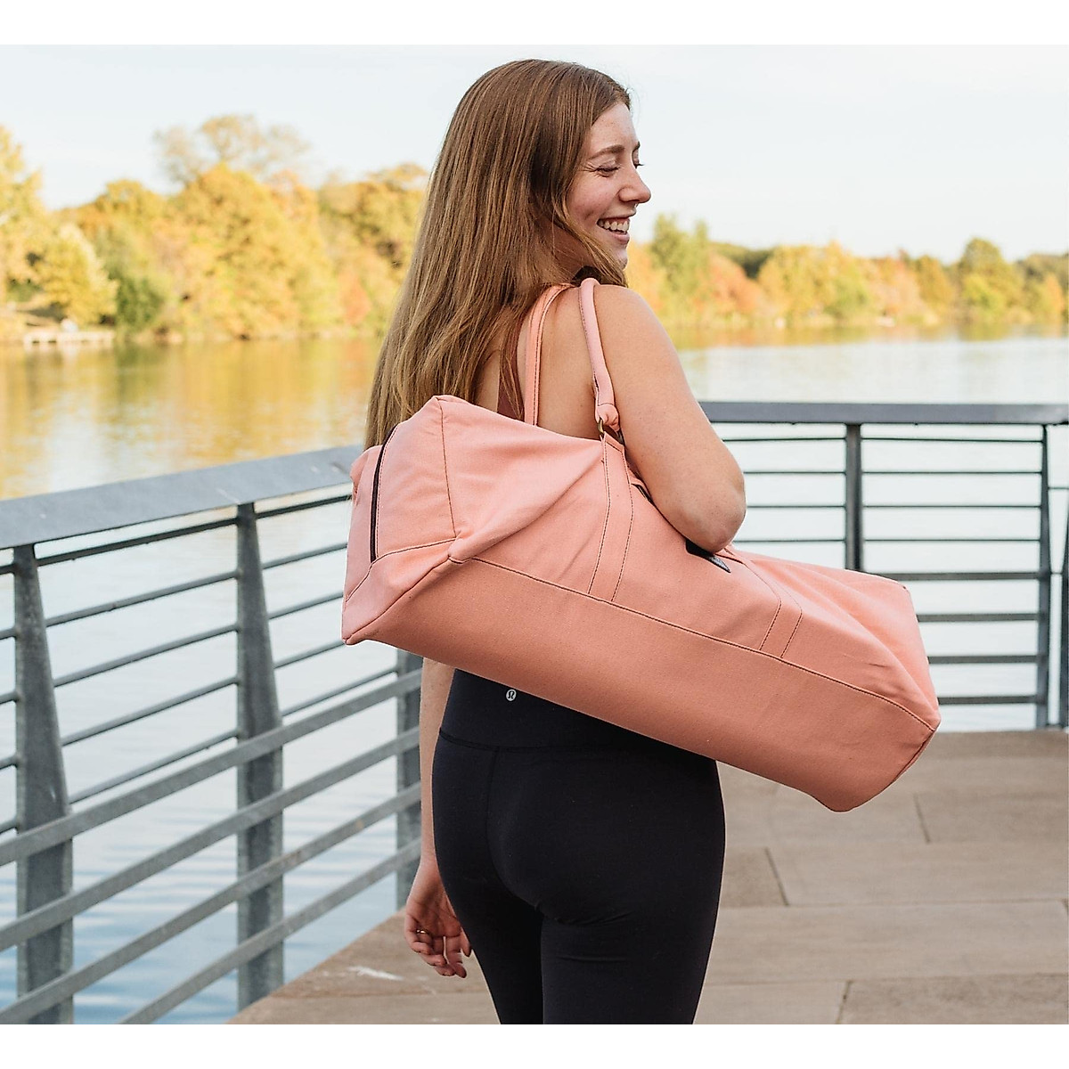 Kindfolk Yoga Mat Duffel Bag Canvas with Pocket and Zipper (Pink)