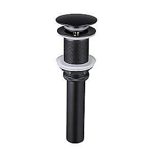 KES Bathroom Sink Drain Without Overflow Sink Drain Stopper Matt Black Pop Up Drain, All Metal Rustproof Brass and 304 Stainless Steel, S2008D-BK