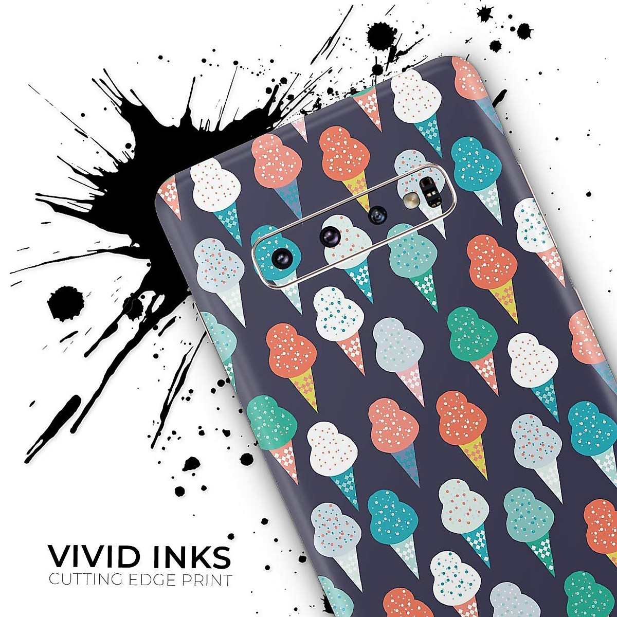 DesignSkinz The All Over Teal and Green Ice Cream Cones Protective Vinyl Decal Wrap Skin Cover Compatible with The Samsung Galaxy S20 (Screen Trim & Back Glass Skin)