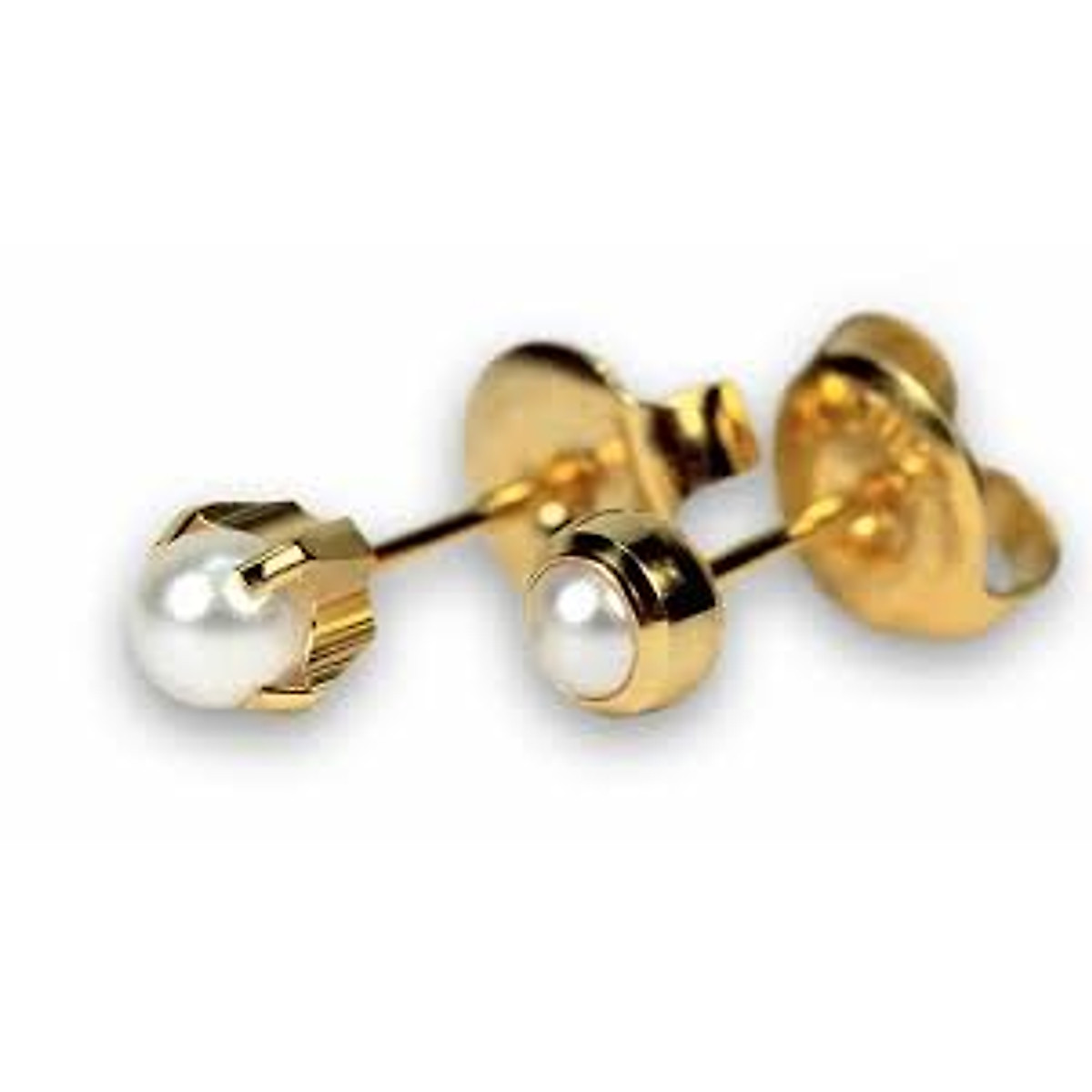 Studex NEW 24 ct. Gold Plated White Bezel Pearl Personal Piercer 2 mm Ear Piercing Earrings System 75
