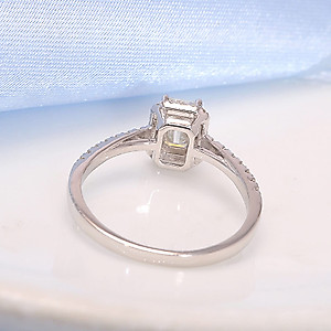 WSX Pure Gold 10K 14K 18K Solitaire Engagement Ring 1ct Emerald Moissanite Wedding Promise Halo Ring Gifts for Her Women