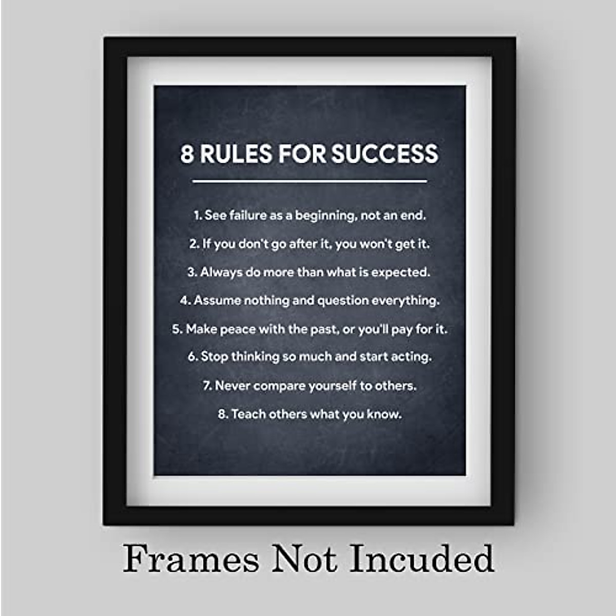 "8 Rules for Success"-Inspirational Life Quotes Wall Art -8 x 10" Fierce Motivational Wall Print-Ready to Frame. Home-Office-Studio-Dorm Decor. Perfect Desk & Cubicle Sign. Great Gift of Motivation!