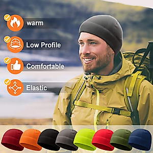 8 Pieces Fleece Hat Mens Winter Skull Cap Tactical Fleece Skull Beanie for Running Skiing Cycling Sports (Classic Style)